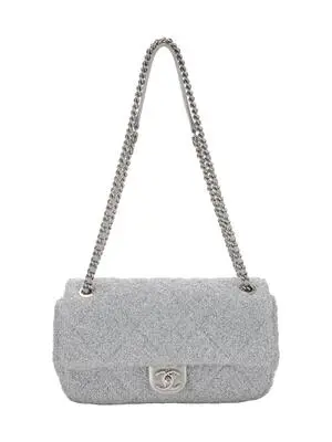 CHANEL Knit Pluto Glitter Classic Flap Medium