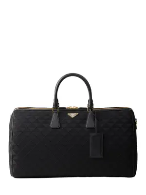 Prada Embroidered Fabric Duffle Bag - Black