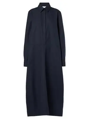 JIL SANDER Gathered Cotton Poplin Shirt Dress - Blue