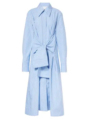JIL SANDER Pinstripe Cotton Shirt Dress - Blue