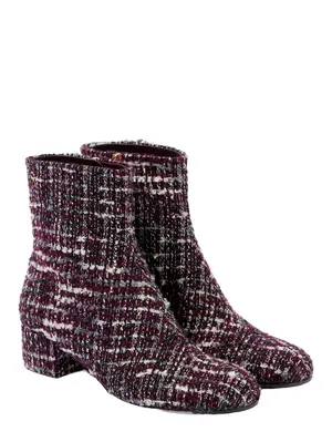 GIANVITO ROSSI 45 Bouclé Ankle Boots - Red