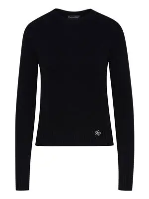 Oscar De La Renta O Flower Cashmere Pullover - Black