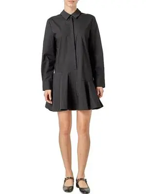 English Factory Long Sleeve Shirtdress - Black