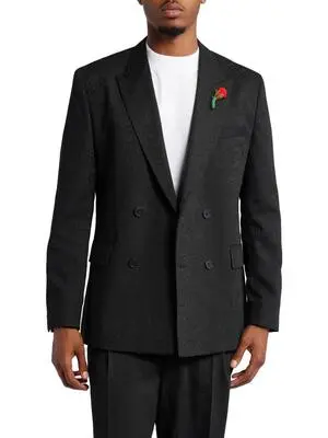 Hugo Hasan Modern Fit Logo Jacquard Sport Coat - Black Multi