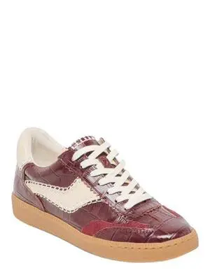 Dolce Vita Notice Stitch Sneakers - Oxblood Croco Emboss