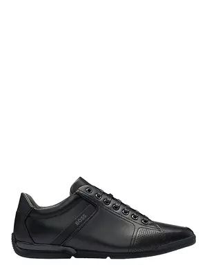 BOSS Logo-embossed Lace-up Leather Low-top Trainers - Black