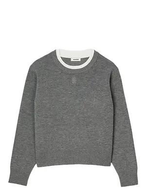 Sandro Contrast-Collar Relaxed-Fit Jumper Noir / Gris