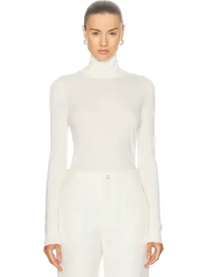 Moncler Ribbed Knit Turtleneck Top - Silk White
