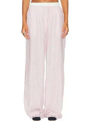 HELSA Wide Stripe Poplin House Pants - Mauve Stripe