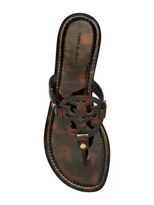 Tory Burch Tory Burch Tortoise-Print Leather Miller Sandals Tortoise