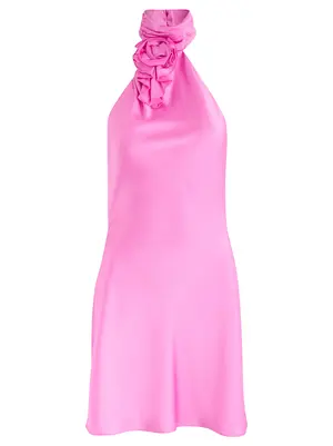 Misha Collection Sterling Halterneck Satin Mini Dress - Pink