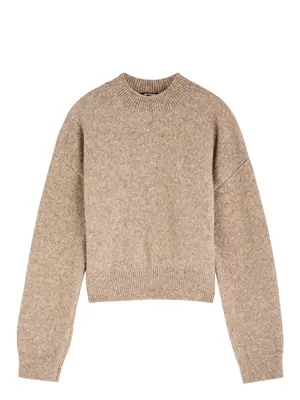 Jacquemus Jacquemus Le Maille Logo Alpaca-Blend Jumper Brown Camel
