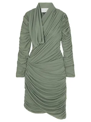 AZ FACTORY AZ Factory Ester Manas Draped Stretch-Tulle Mini Dress Grey Green