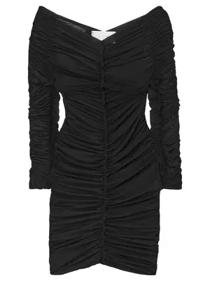 AZ FACTORY Ester Manas Ruched Stretch-mesh Mini Dress - Black