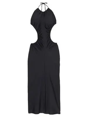 AZ FACTORY Ester Manas Openback Gathered Halterneck Midi Dress - Black