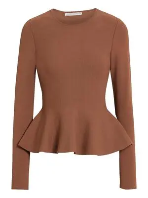 Stella McCartney Stretch-knit Peplum Top - Brown