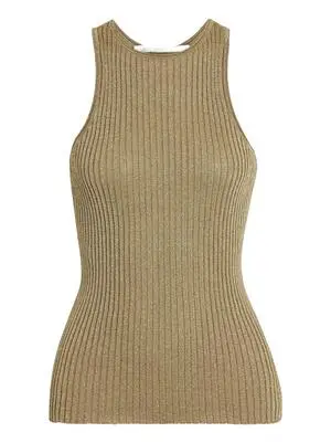 Stella McCartney Metallic Ribbed-knit Tank - Gold