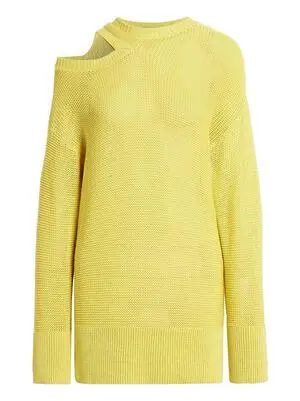 Stella McCartney Cutout Cotton Sweater - Chartreuse