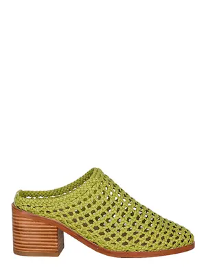 Intentionally Blank Caps Heeled Mules - Green