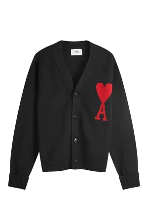 Ami AMI Paris Large A Heart Cardigan Black/red