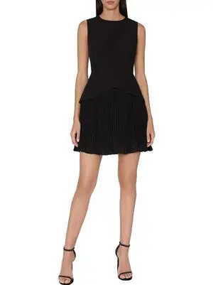 MILLY Haddy Pleated Mini Dress - Black