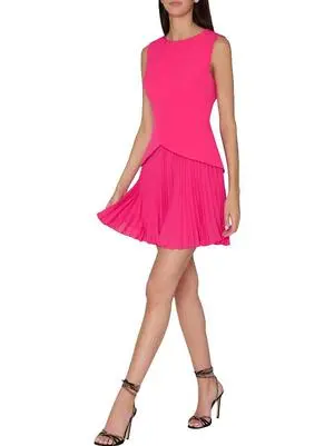 MILLY Haddy Pleated Mini Dress - Pink