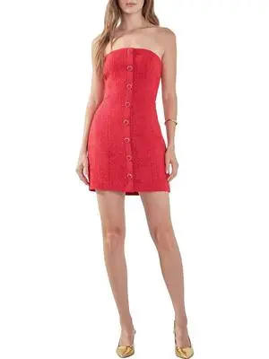 Endless Rose Strapless Tweed Sheath Minidress - Red