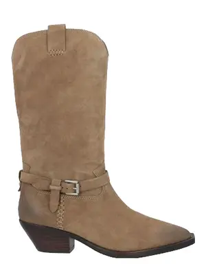 Ash Leather Cowboy Ankle Boots - Beige
