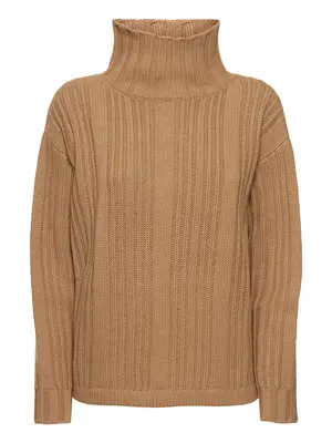 Max Mara MAX MARA Vitalba Wool Knit Turtleneck Sweater Camel