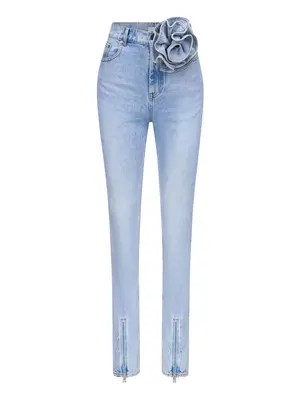 AREA Flower Corsage Ankle-zip Jeans - Blue