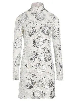 Giambattista Valli Sequin Macramé Mini Dress - White