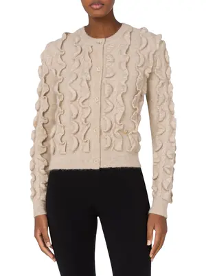 Moschino Ruffled Wool Blend Cardigan - Neutrals