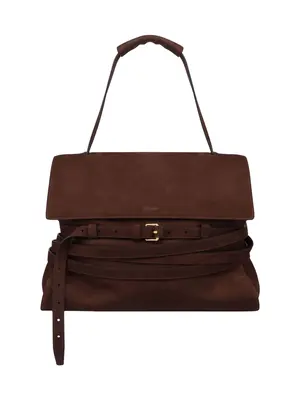 Moschino Tie Me Leather Shoulder Bag - Brown