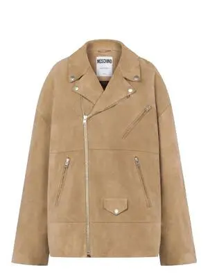 Moschino Zip-up Suede Biker Jacket - Neutrals