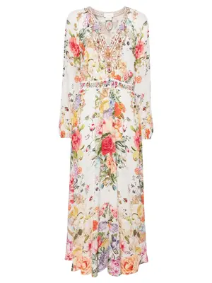 Camilla Raglan Floral-print Maxi Dress - White