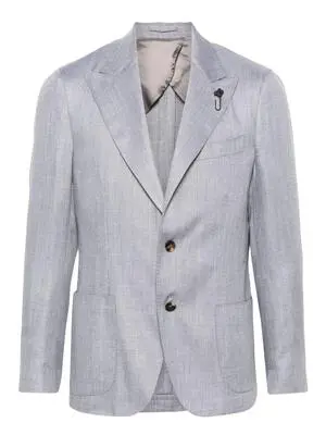 LARDINI Brooch-detail Blazer - Grey