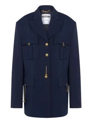Moschino Peak-lapel Cotton-blend Coat - Blue
