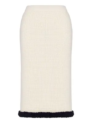 Moschino Waffle Knit Virgin Wool Skirt - White