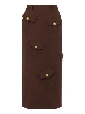 Moschino Cotton-wool Blend Skirt - Brown