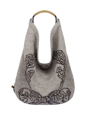 Moschino Intarsia-knit Logo Tote Bag - Grey