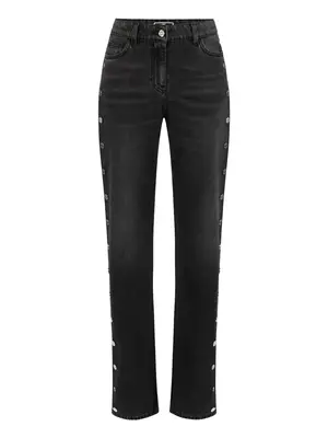 Elisabetta Franchi Button-embellished Jeans - Black