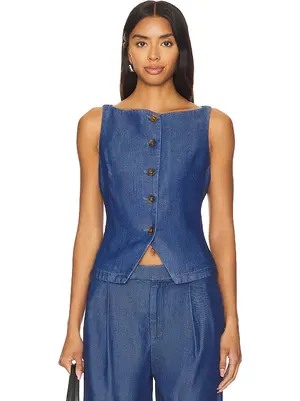 LOVERS AND FRIENDS Agathe Vest Top - Blue Denim