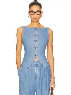 LOVERS AND FRIENDS Agathe Vest Top - Light Denim