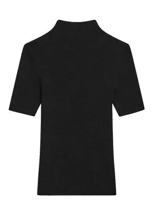 Theory Leenda Merino Wool Short-sleeve Sweater Black