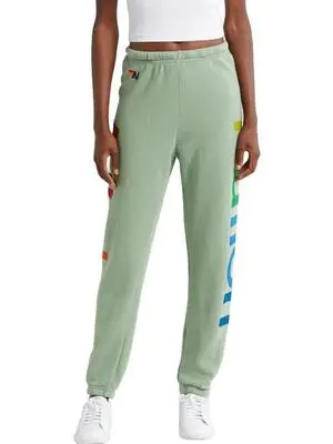 Aviator Nation Rainbow Logo Sweatpants - Sage