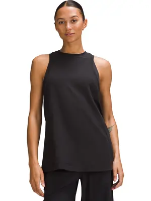 Lululemon Long Cotton Crewneck Tank Top - Black