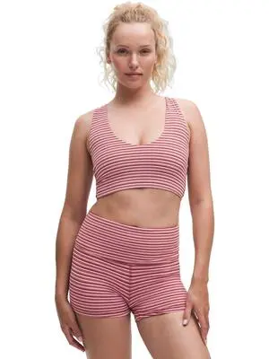 Lululemon Bend This Scoop And Cross Bra - Variegated Stripe Pink Frosting Rock Melon