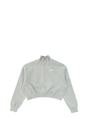 Nike Phoenix Fleece Oversized 1/2 Zip Crop Sweatshirt - Dark Grey Heather/sail