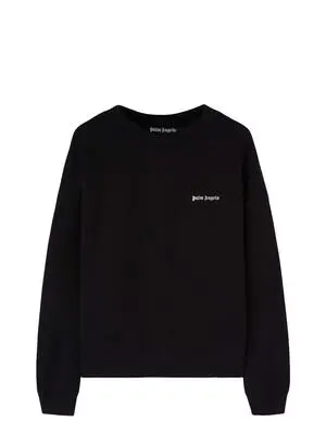 Palm Angels Logo-embroidered Cotton Sweatshirt - Black/white