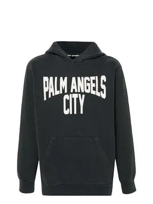 Palm Angels Logo-print Hoodie - Dark Grey